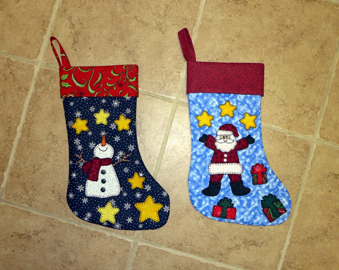 PDF Pattern for Christmas Stocking, Santa Stocking Pattern, Snowman ...