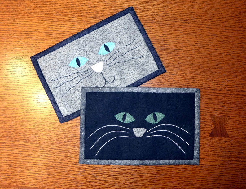 PDF Pattern for Cat Mug Rug, Cat Face Mug Rug Pattern, Cat Mini Quilt ...