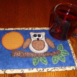 PDF Pattern for Harvest Owl Mug Rug, Mug Rug Pattern, Owl Wall Hanging ...