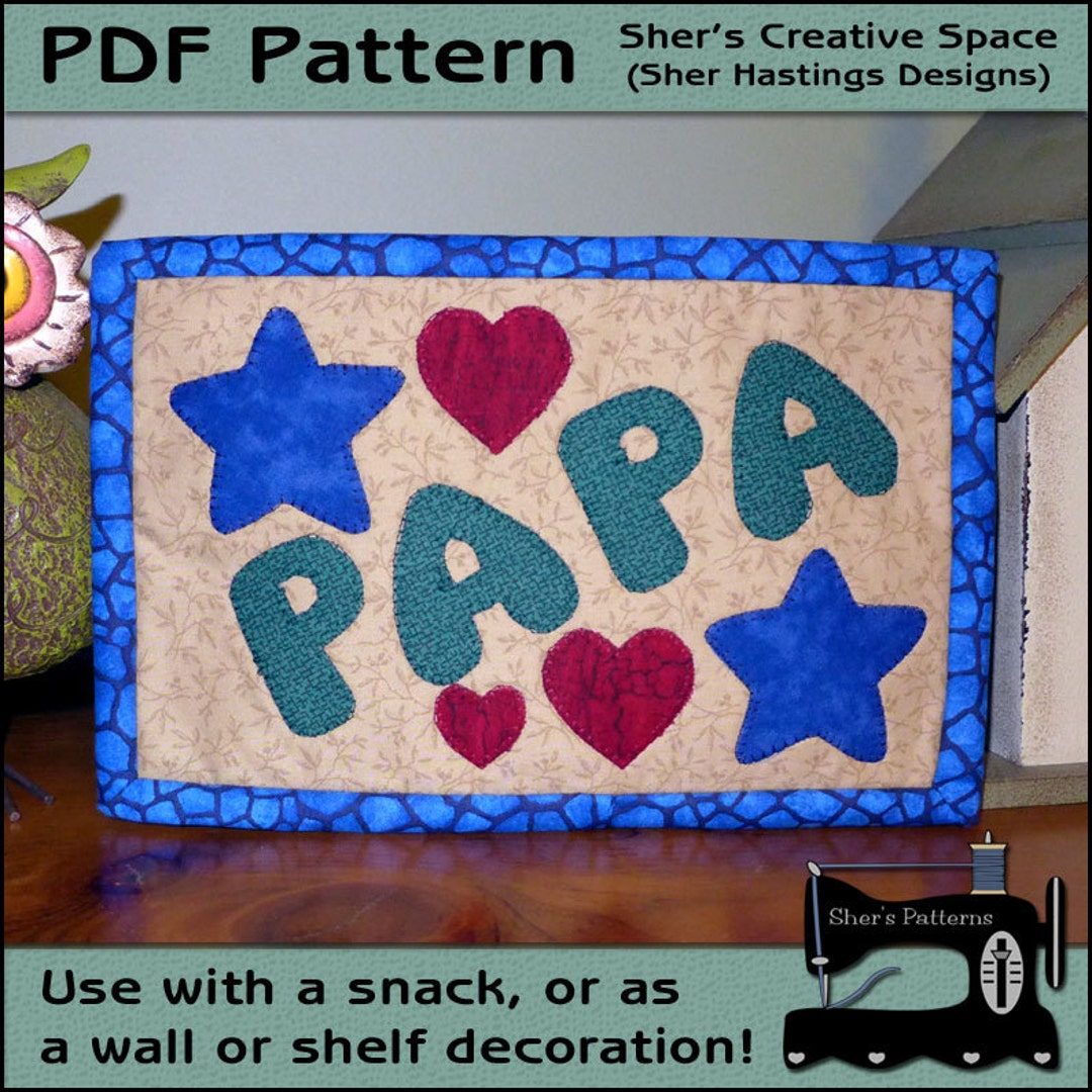 PDF Pattern for Papa Mug Rug, Grandpa Mug Rug Pattern, Papa Mini Quilt ...