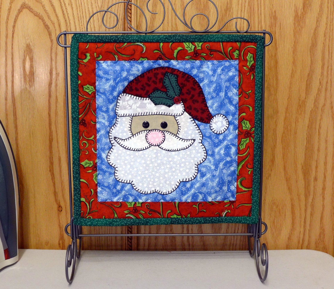 PDF Pattern for Santa Mini Quilt, Santa Appliques, Christmas Quilt ...