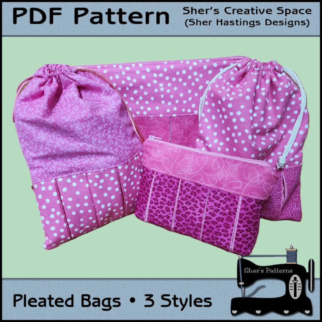 PDF Pattern for Small Pleated Bags, Pleated Zipper Bag, Pleated ...