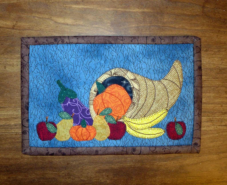 PDF Pattern for Thanksgiving Mug Rug, Cornucopia Mug Rug Pattern ...