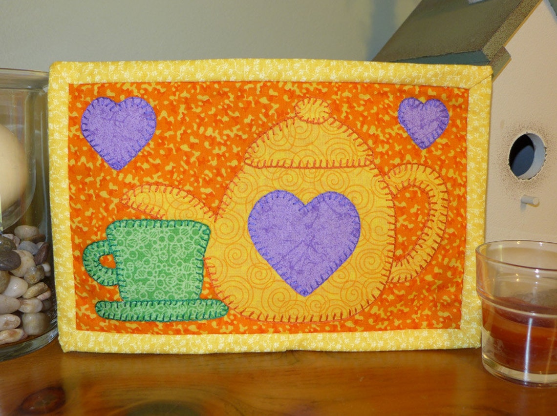 PDF Pattern for Tea Time Mug Rug, Teapot Mug Rug Pattern, Tea Mini ...