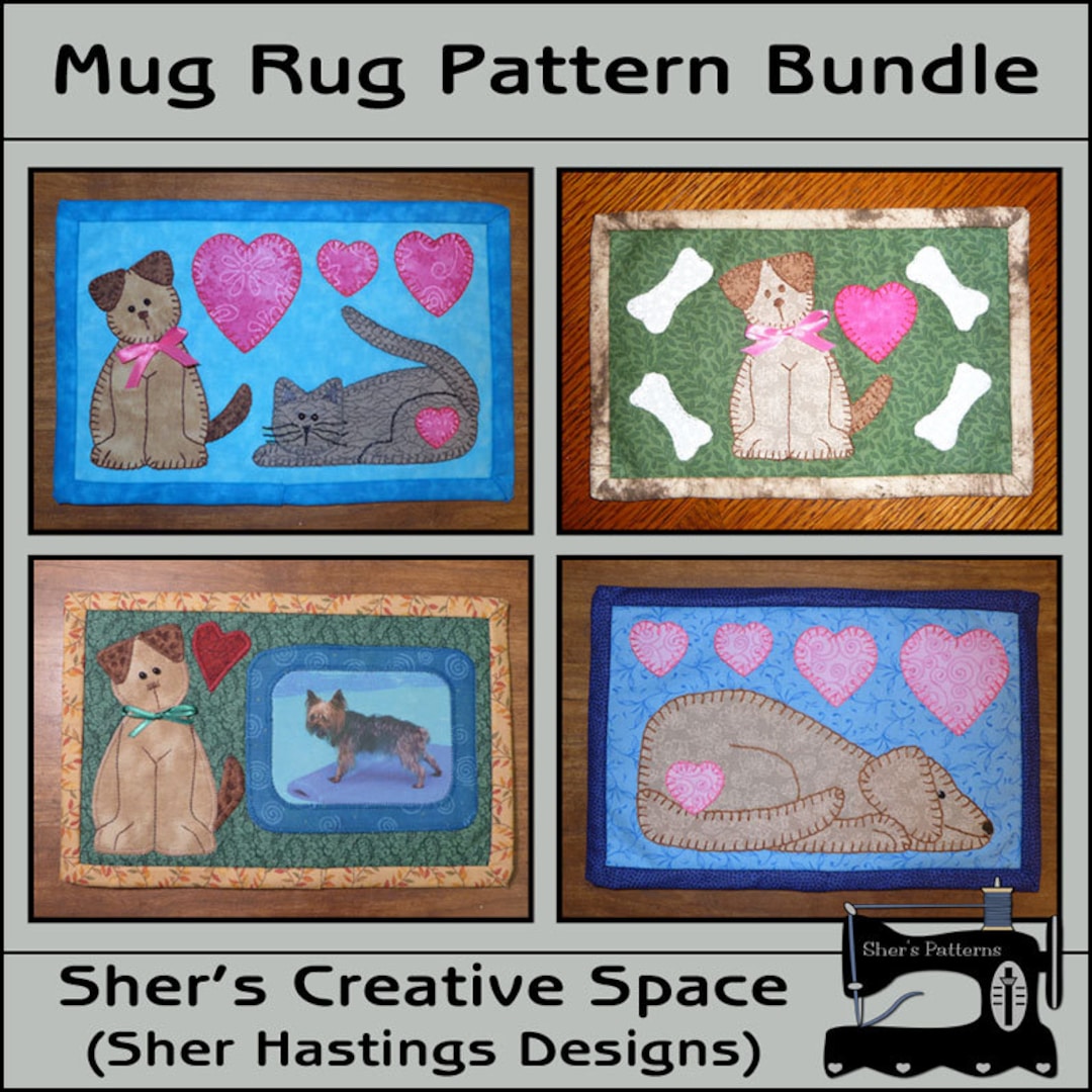PDF Pattern for Dog Mug Rug Bundle, Dog Pattern Bundle, Mug Rug Pattern ...