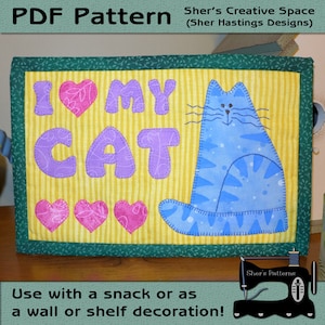 PDF Pattern for Love My Cat Mug Rug, Cat Mug Rug Pattern, Kitten Mini ...