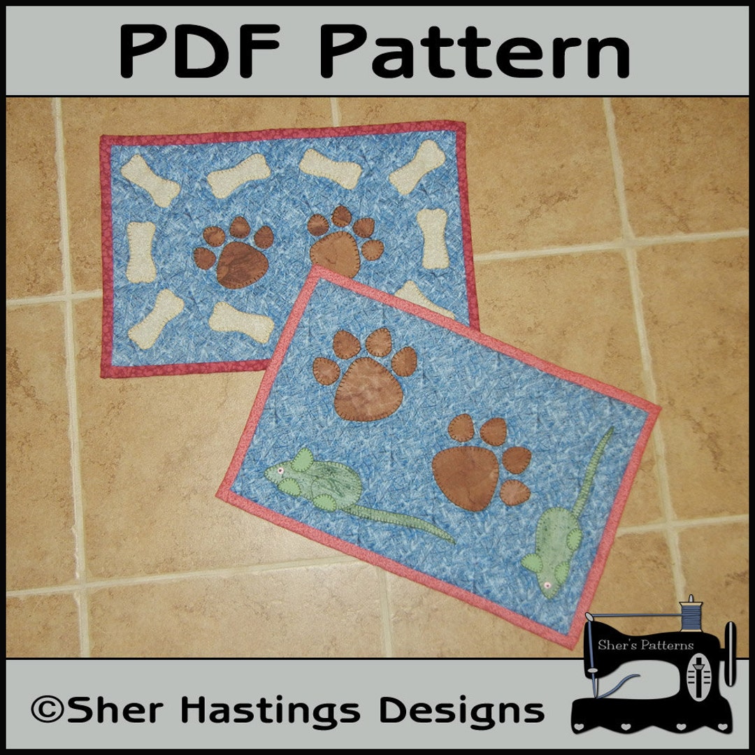 PDF Pattern for Dog & Cat Mat, Cat Mini Quilt, Cat Quilt Pattern, Dog ...