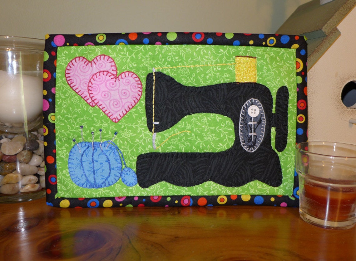 PDF Pattern for Antique Sewing Machine Mug Rug, Sewing Machine Mini ...