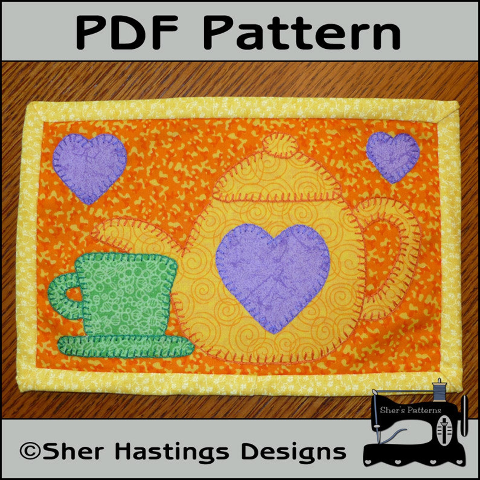PDF Pattern for Tea Time Mug Rug, Teapot Mug Rug Pattern, Tea Mini ...