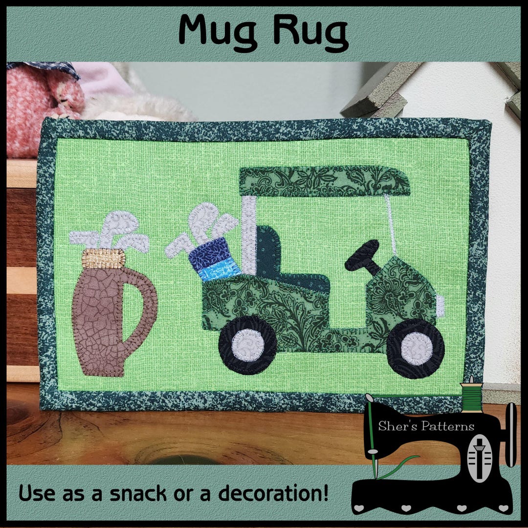 PDF Pattern for Golf Cart Mug Rug, Golf Mug Rug Pattern, Golf Mini ...