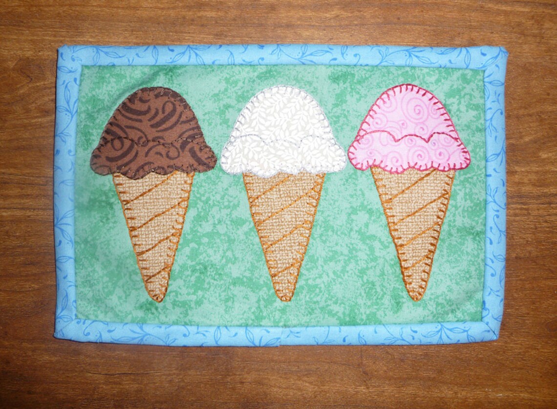 PDF Pattern for Ice Cream Cone Mug Rug, Ice Cream Mug Rug Pattern ...