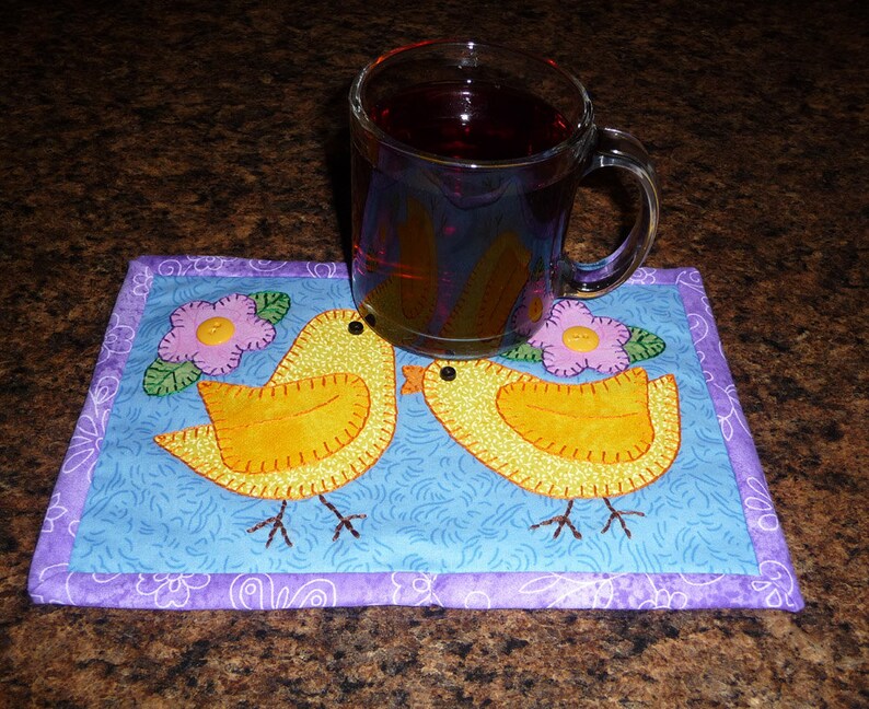 PDF Pattern for Chicks Mug Rug, Easter Mug Rug Pattern, Chicks Mini ...