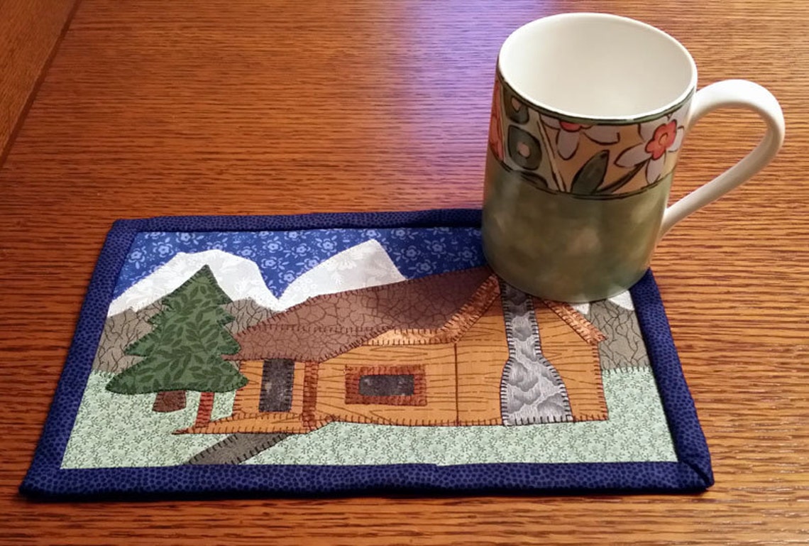 PDF Pattern for Mountain Cabin Mug Rug Cabin Mug Rug Pattern - Etsy