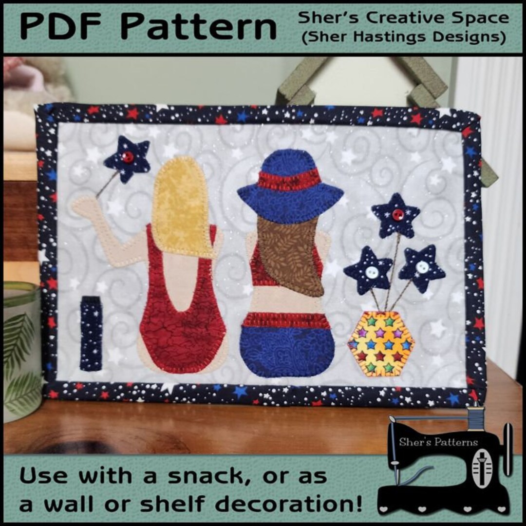 PDF Pattern for Patriotic Mug Rug, Patriotic Girls Mug Rug Pattern ...