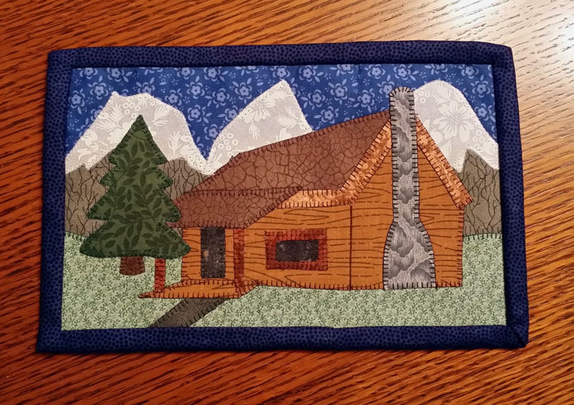 PDF Pattern for Mountain Cabin Mug Rug Cabin Mug Rug Pattern - Etsy