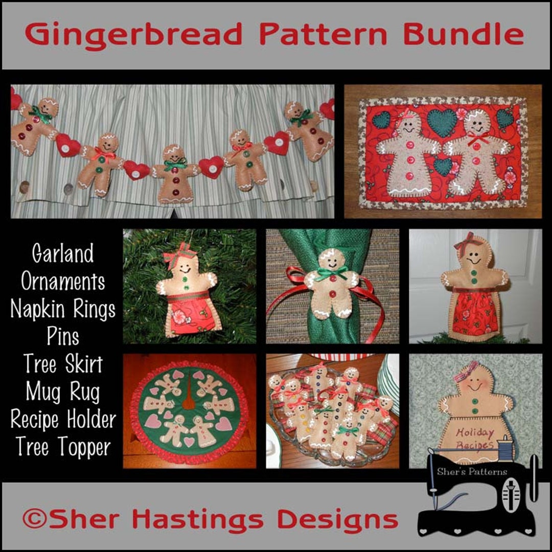 PDF Pattern for Gingerbread Bundle, Christmas Pattern Bundle, Tree ...