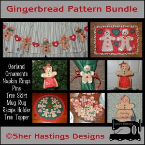 PDF Pattern for Gingerbread Bundle, Christmas Pattern Bundle, Tree ...