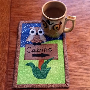 PDF Pattern for Camping Mug Rug, Camp Sign Mug Rug Pattern, Owl Mini ...