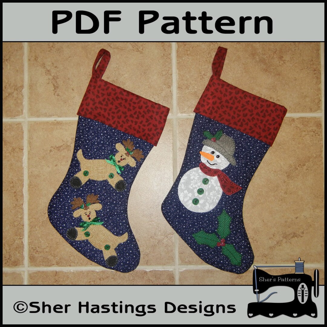 PDF Pattern for Reindeer & Snowman Christmas Stocking - Reindeer ...