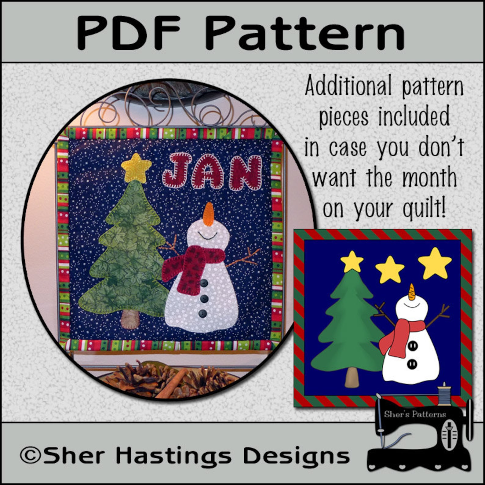 PDF Pattern for January Quilt Block of the Month Applique - Etsy