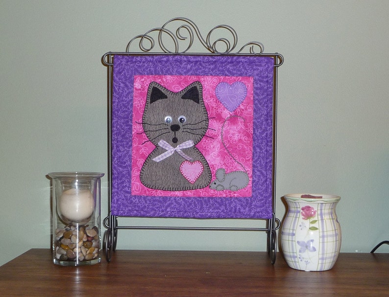 PDF Pattern for Cat & Mouse, Mini Quilt, Cat Appliques, Cat Mini Quilt ...