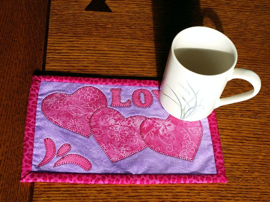 PDF Pattern for Valentine Hearts Mug Rug Valentine Mug Rug | Etsy