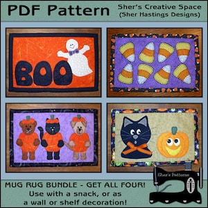 PDF Pattern for Halloween Mug Rug Bundle, Vol 2, Mug Rug Pattern ...