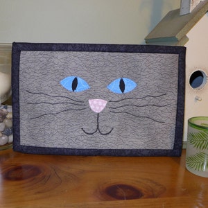 PDF Pattern for Cat Mug Rug, Cat Face Mug Rug Pattern, Cat Mini Quilt ...