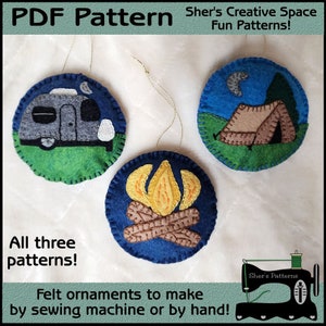 PDF Pattern for Felt Camping Ornaments, Camper Ornament, Camping ...