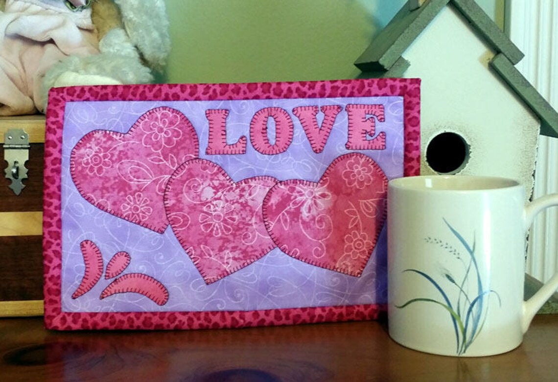 PDF Pattern for Valentine Hearts Mug Rug Valentine Mug Rug | Etsy