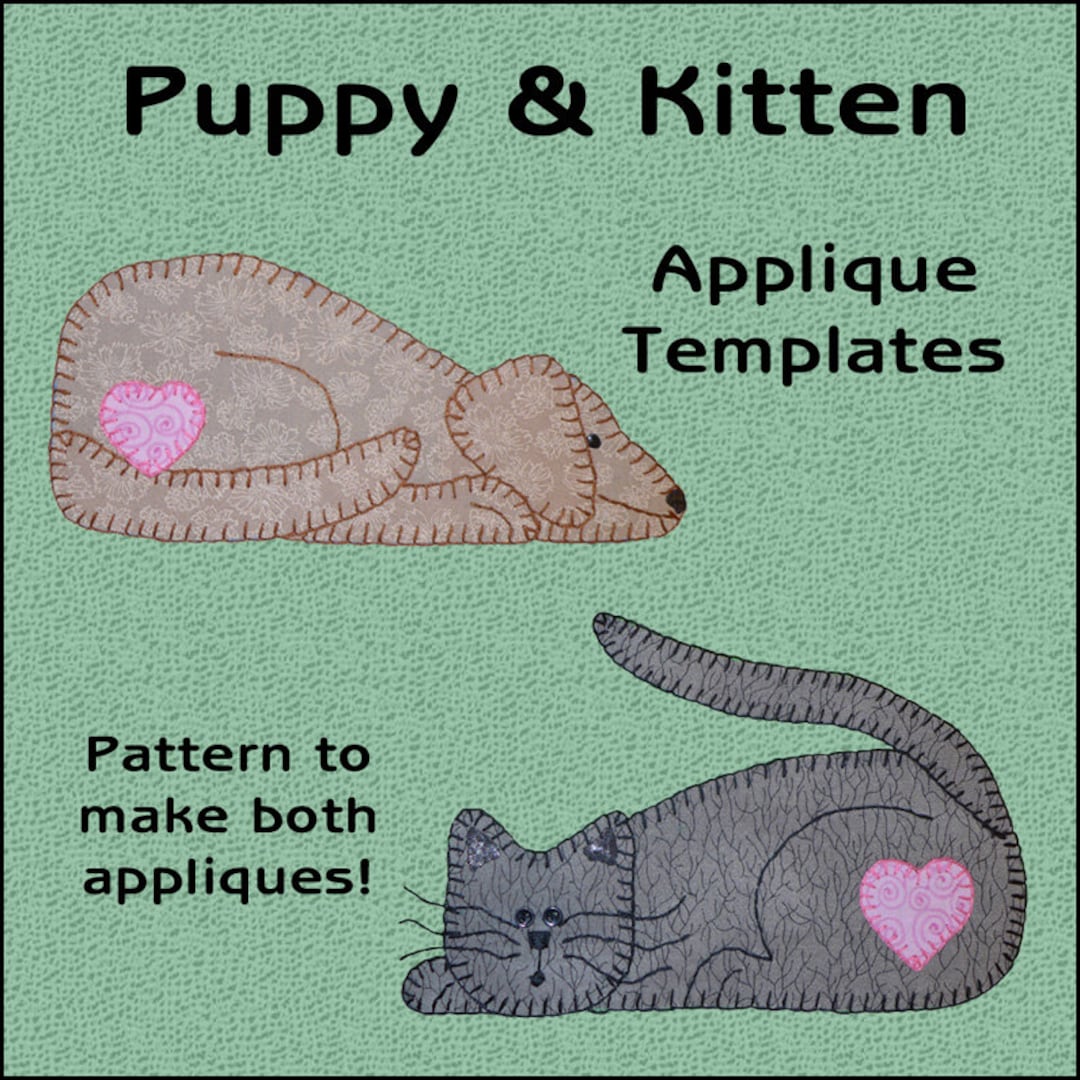 Dog and Cat Applique Templates - Cat Applique Pattern - Dog Applique ...