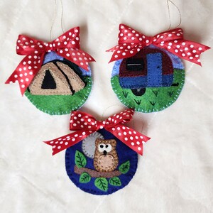 PDF Pattern for Felt Camping Ornaments, Owl Ornament, Camper Applique ...