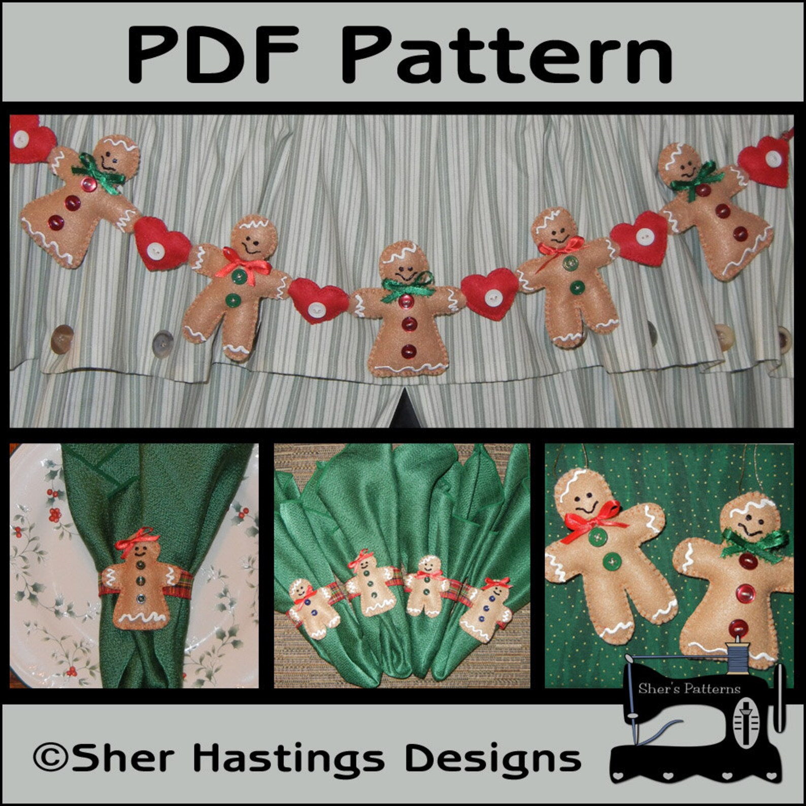 PDF Pattern for Gingerbread Garland Gingerbread Ornaments - Etsy