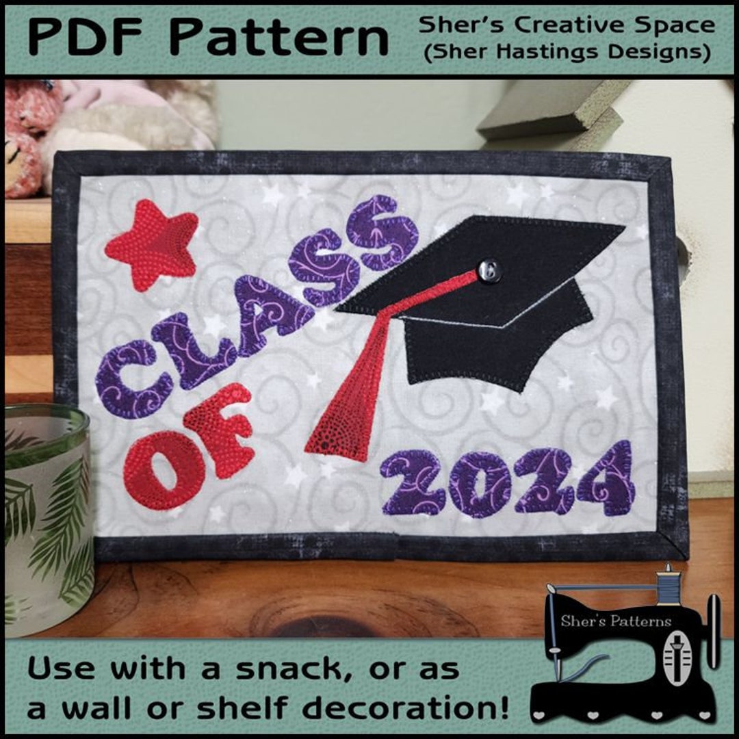 PDF Pattern for Graduation Mug Rug, 2024 Mug Rug Pattern, Graduation ...