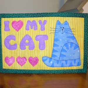 PDF Pattern for Love My Cat Mug Rug, Cat Mug Rug Pattern, Kitten Mini ...