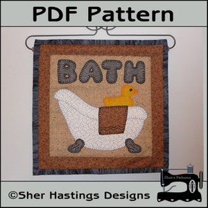 PDF Pattern for Claw Foot Bathtub Mini Quilt, Bathtub Applique Pattern ...