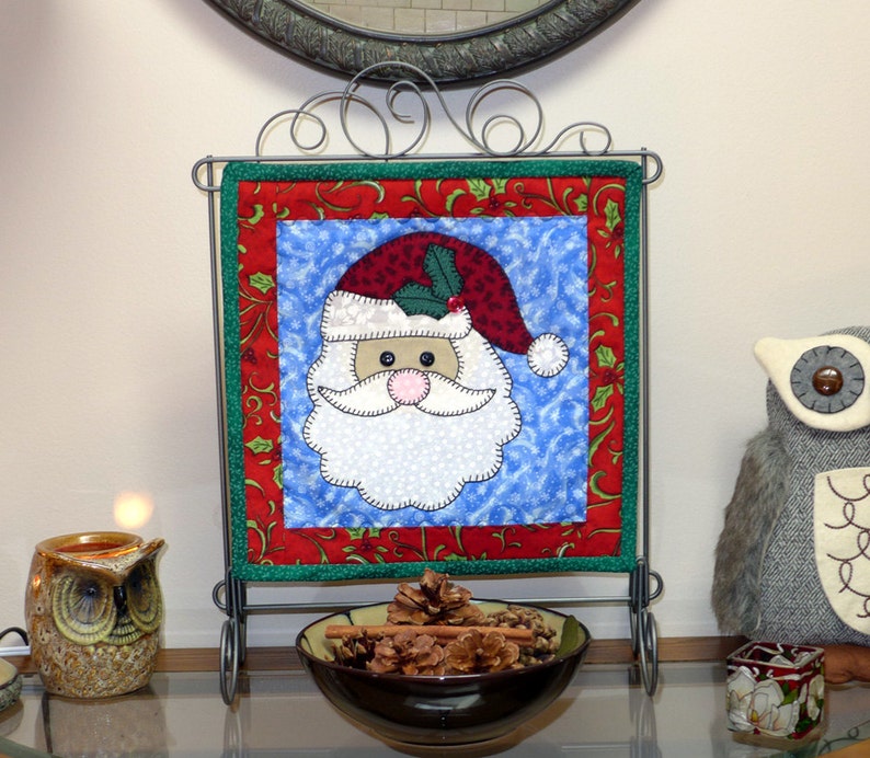 PDF Pattern for Santa Mini Quilt, Santa Appliques, Christmas Quilt ...