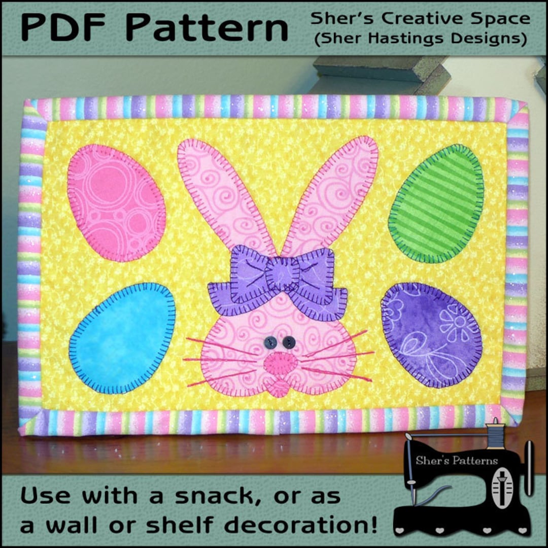 PDF Pattern for Heart Bunny Mug Rug, Heart Bunny Mug Rug Pattern ...