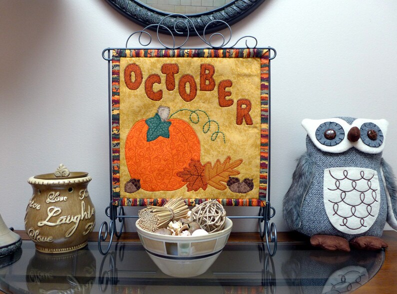 PDF Pattern for October Quilt Block of the Month, Pumpkin Applique ...