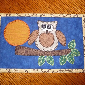 PDF Pattern for Harvest Owl Mug Rug, Mug Rug Pattern, Owl Wall Hanging ...
