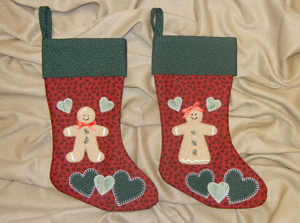 PDF Pattern for Gingerbread Boy Christmas Stocking, Gingerbread Girl ...