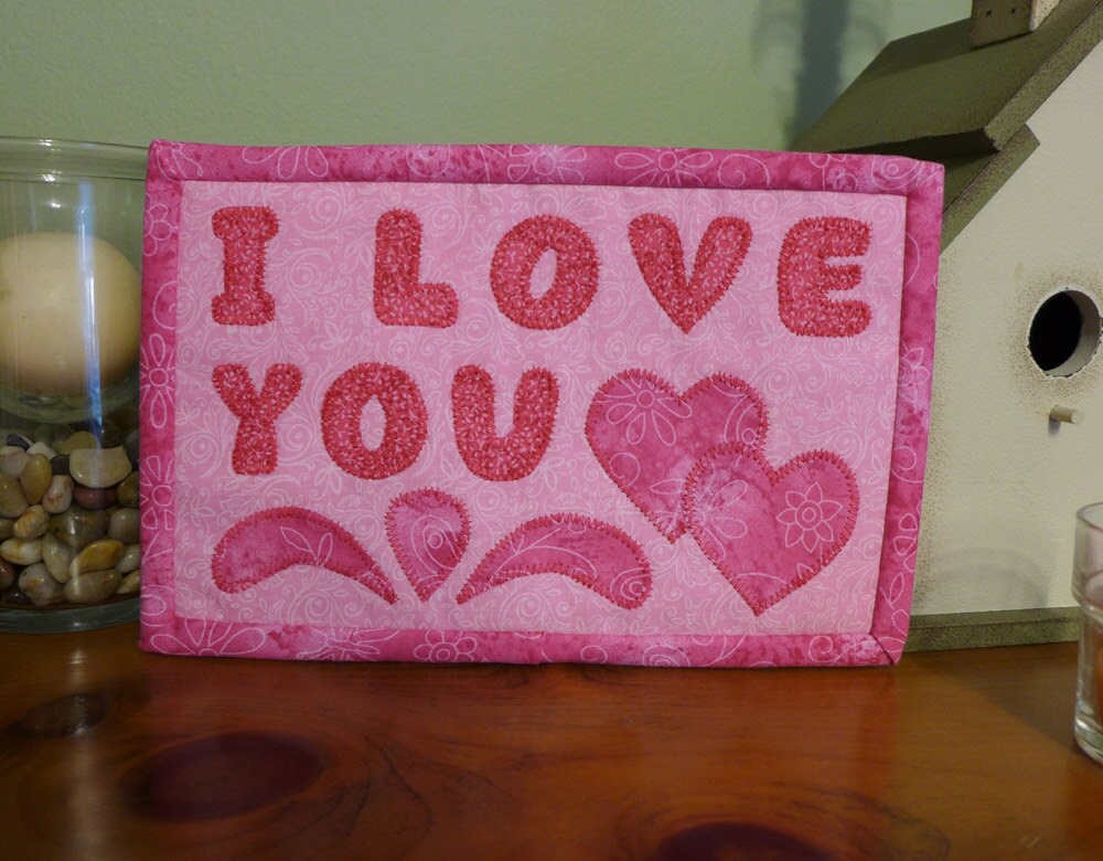 PDF Pattern for Love You More Mug Rug, Valentine Mug Rug Pattern ...