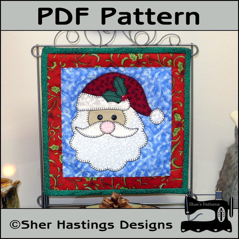PDF Pattern for Santa Mini Quilt Santa Appliques Christmas - Etsy
