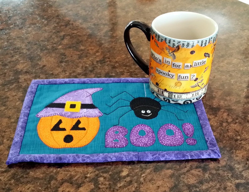 PDF Pattern for Halloween Mug Rug Pumpkin and Spider Rug - Etsy