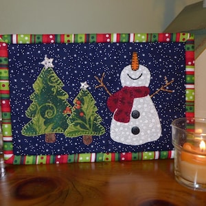 PDF Pattern for Christmas Mug Rug, Snowman Mug Rug Pattern, Snowman ...