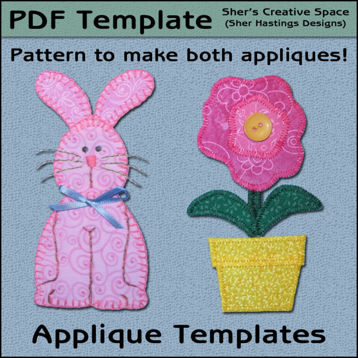 Flower & Bunny Applique Templates Bunny Applique Pattern - Etsy
