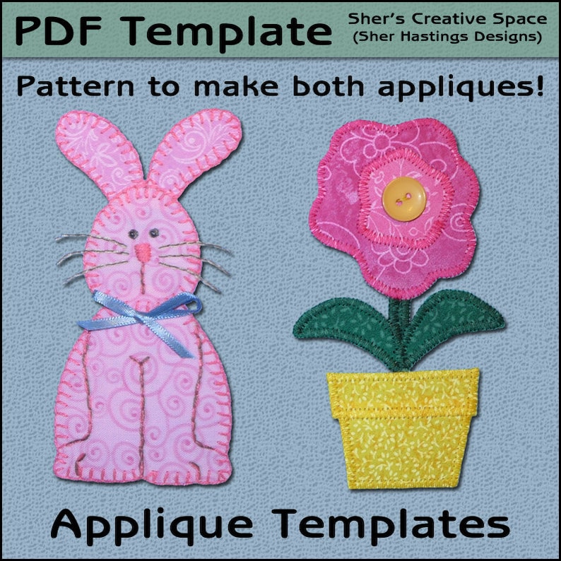 Flower & Bunny Applique Templates Bunny Applique Pattern - Etsy