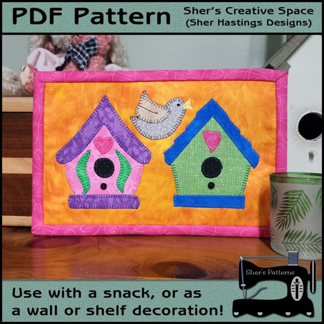 PDF Pattern for Birdhouse Mug Rug, Garden Mug Rug Pattern, Summer Mug ...