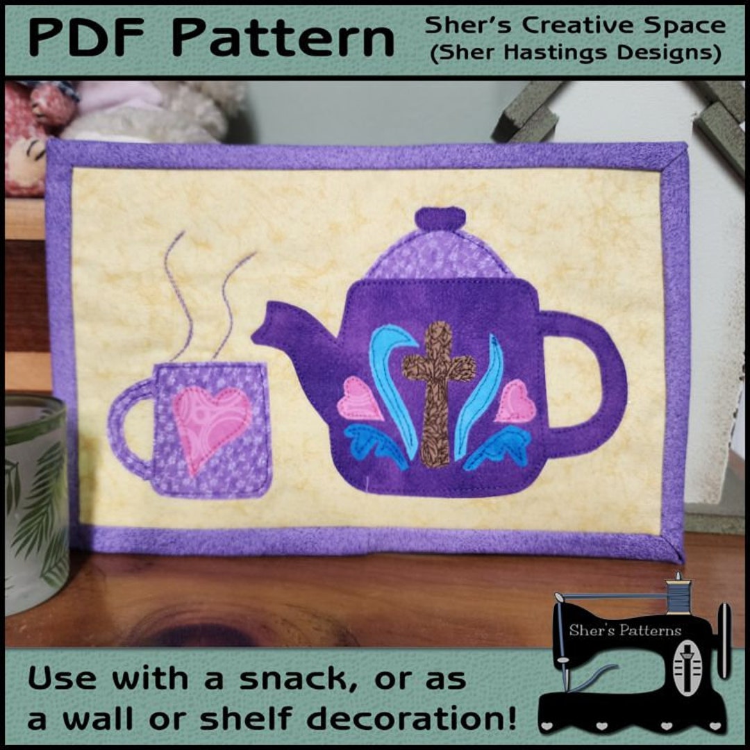 PDF Pattern for Cross Teapot Mug Rug, Cross Mug Rug Pattern, Easter Mug ...