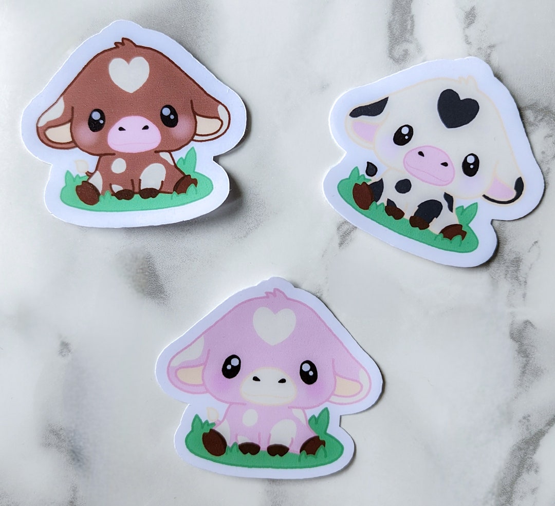 Baby Cow Sticker Cute Baby Calf Sticker Strawberry Cow Brown Cow ...